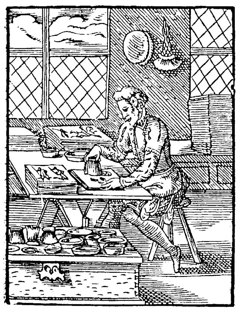 THE ILLUMINATOR colours and gilds pictures on paper or parchment. From ...