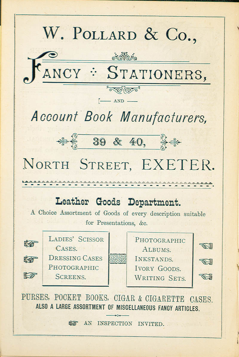 Reproduced from W. Pollard Almanack 1896 - Pollards Print